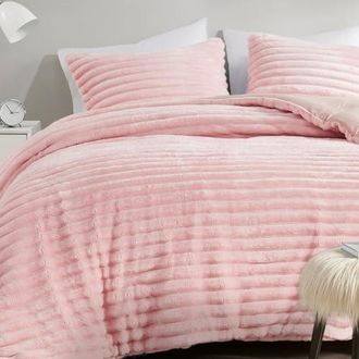 INTELLIGENT DESIGN Queen-Bettw&auml;sche-Set, gem&uuml;tliche Pl&uuml;sch-Bettw&auml;sche, R&uuml;ckseite aus Mikrofaser, 3-teilig, leicht, superweich, Gerippter Samt, 2 Kissenbez&uuml;ge, Flauschige