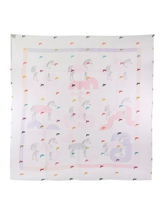 Herm&egrave;s 2010 Carr&eacute; 80 Muslin Garde Robe Pop Seidenschal - Wei&szlig;