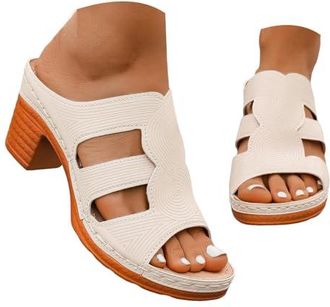 Generic Sandales compens&eacute;es pour femme 2026 habill&eacute;es d&eacute;contract&eacute;es &agrave; bout ouvert et talon bas avec sangle de cheville pour le travail de bureau, chaussures d