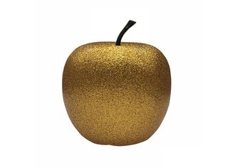 Pottery Pots Apfel Glitter Gold, handgefertigter Deko-Apfel, Robustes Fiberglas, Gr&ouml;&szlig;e XS, Glitzer Gold, Dekoartikel f&uuml;r Drinnen & Drau&szlig;en, Wohnideen, Deko-Artikel