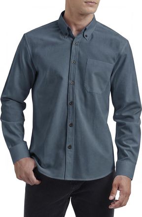 Hisdern Hemden Herren Langarm Oxford Navy Blau Hemd Freizeithemden Baumwolle Casual Business Regular Fit HerrenHemdenmit Tasche 3XL