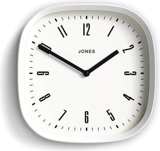 Jones Clocks Marvel Horloge Murale | Horloge carr&eacute;e Arrondie r&eacute;tro Moderne | 25 cm | Blanc | Look Design Cool pour la Cuisine, Le Salon ou Le Bureau