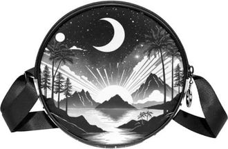 Generic Sac &agrave; bandouli&egrave;re rond pour femme, petit sac &agrave; bandouli&egrave;re avec fermeture &eacute;clair et bretelles r&eacute;glables style d&eacute;contract&eacute; pour femmes et filles