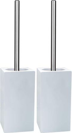 Spirella WC Bürste Toilettenbürste Klobürste Quadro Steingut 11,5 x 45 cm - Weiß (Packung mit 2)