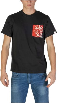 Replay Homme, Tops, Noir, Taille: M T-shirt Noir en Coton &agrave; Manches Courtes