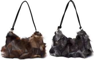 Generic Sac &agrave; bandouli&egrave;re pour femme en fausse fourrure avec poign&eacute;e de transport sur le dessus pour le travail et les excursions (caf&eacute;)