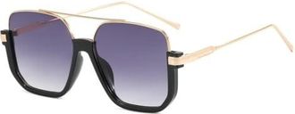 Generic Lunettes de soleil dété semi-sans monture pour homme et femme - Monture carrée rétro - Double pont - UV400 - Gris doré - Taille unique 2026