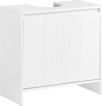 SoBuy SoBuy BZR157-W Waschtischunterschrank, Vasquenunterteil, Badezimmerkommode mit 2 T&uuml;ren und 2 Ebenen, Badezimmerschrank, L60 x B30 x H61 cm, Wei&szlig;
