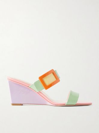 Roger Vivier Sandales Compens&eacute;es En Cuir Verni &Agrave; Boucles Belle Vivier 60 - Multicolore