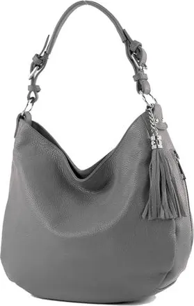 modamoda.de T200 - ital. Sac à bandoulière en cuir pour femme, gris graphite, m