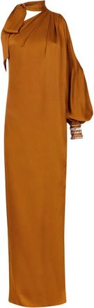 Temperley London robe de soirée Adalina asymétrique à ornements en cristaux - Marron