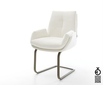 DELIFE Freischwinger Clea-Flex Boucl&eacute; Soft Beige Freischwinger flach Effektfinish Titan, Esszimmerst&uuml;hle