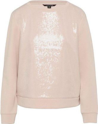 Comma Rundhalspullover Glamour (1-tlg) Viskosetop mit Pailletten