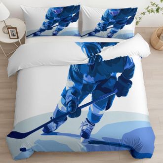 Generic Wei&szlig; Bettw&auml;sche 135 x 200 cm Bettbezug, Einfach Eishockey Athlet Weich Bettw&auml;sche-Set Atmungsaktiv Maschinenwaschbar Bettbez&uuml;ge f&uuml;r alle Jahreszeiten 