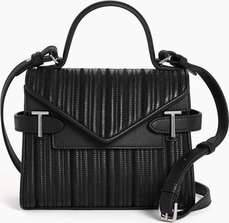 Le Tanneur Petit sac &agrave; main double rabat Emilie en cuir tress&eacute; r&eacute;employ&eacute;