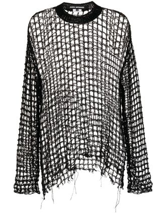 Junya Watanabe Pullover in Lochstrick - Schwarz