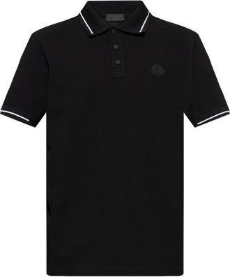 Moncler Homme, Tops, Noir, Taille: M Logo Patch Cotton Polo