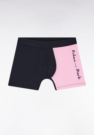 Eden Park Boxer En Jersey De Coton Stretch Bicolore Marine Et Rose