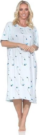 Normann Chemise de nuit &agrave; manches courtes pour femme au look floral classique de 105 cm de long, bleu clair, 46-48
