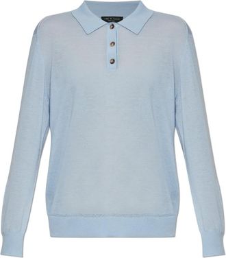 Rag & Bone Femme, Pulls, Bleu, Taille: 42 FR Polo à manches longues en cachemire