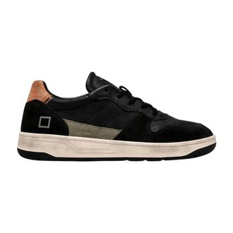 D.A.T.E. D.a.t.e., Homme, Chaussures, Noir, Taille: 43 EU Baskets basses en cuir noir avec inserts en daim