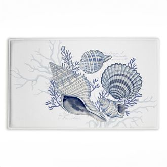 Stupell Industries Coastal Chinoiserie Muscheln Bedruckte Plüsch-Badezimmer-Fußmatte, Design von Nicole Tamarin, 30 x 0,8 x 18 cm
