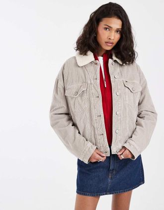 Tommy Jeans Veste camionneur en velours c&ocirc;tel&eacute; - Gris