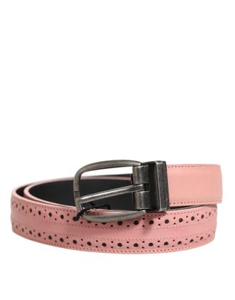 Dolce & Gabbana Pink Leder G&uuml;rtel mit durchbrochenen Details und Schnalle