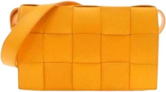 Bottega Veneta Sac bandouli&egrave;re en cuir dagneau Pre-owned - Femme - Pre-owned - Orange - Taille: ONE Size