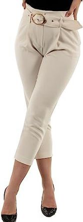 Morgan Pantalon city droit ceinturé 7/8ème Blanc cassé