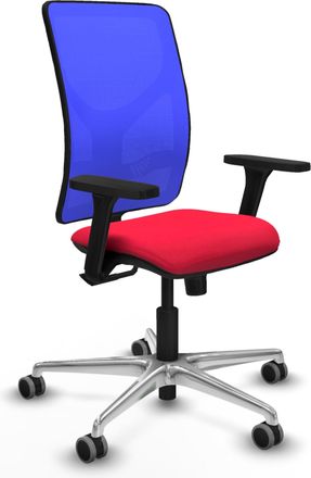 Piqueras y Crespo B&uuml;rostuhl mit verstellbaren Armlehnen, h&ouml;henverstellbare Lendenwirbelst&uuml;tze, ausgestattet mit 3 Positionen und Schneideschaum, Blau/Rot