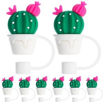 Pretyzoom 8 Pi&egrave;ces Cactus R&eacute;utilisables Couvercles de Paille Anti-poussi&egrave;re Embouts D&eacute;coratifs Protection pour Boissons F&ecirc;te