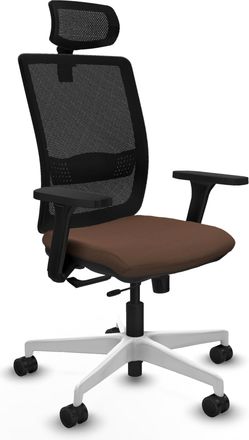 Piqueras y Crespo Haches ergonomischer Arbeitsstuhl mit 3D-Armen, h&ouml;henverstellbare Lendenwirbelst&uuml;tze und h&ouml;henverstellbares Kopfteil, Schwarz / Dunkelbraun