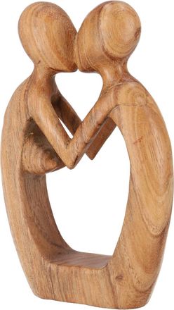 Guru Shop Holzfigur, Statue, Deko Objekt Feng Shui 20 cm - Liebespaar/Hellbraun
