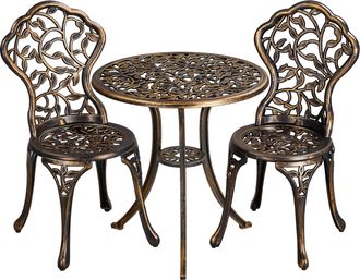 Yaheetech 3 TLG. Gartenm&ouml;bel-Set 2 St&uuml;hlen & 1 Tisch Bistroset aus Metall Sitzgruppe Gartengarnitur f&uuml;r 2 Personen Witterungsbest&auml;ndig M&ouml;belst&uuml;cke f&uuml;r Balkon/Te