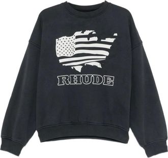 Rhude Homme, Sweatshirts et sweats &agrave; capuche, Noir, Taille: XL Pull &agrave; imprim&eacute; logo