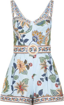 Farm Rio Farm Rio, Femme, Combinaisons et Ensembles, Bleu, Taille: 40 FR Floral Delhi Overall