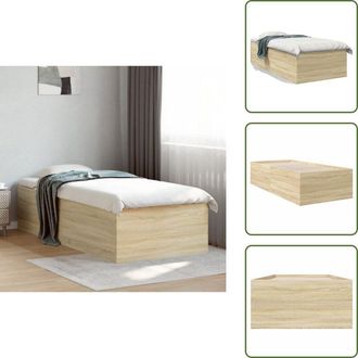 vidaXL Bettgestell Sonoma-Eiche 75x190 cm Holzwerkstoff - Holzbettfassungen - Bettrahmen - Doppelbett - Einzelbett - Bettkasten