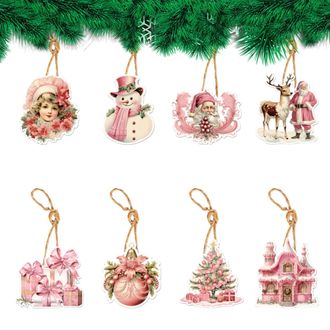 Generic Baumschmuck, rosa Christbaumschmuck, 8 St&uuml;ck, rosa Weihnachtsanh&auml;nger, Baumschmuck - Weihnachtszubeh&ouml;r, Vintage-Feiertagsdekoration f&uuml;r Kamin und Weih
