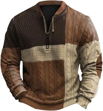 Generic Sweats à capuche pour homme - Décontracté - Mode - Ample - Imprimé 3D - Fermeture éclair - Manches longues - Pull dhiver - Coupe ajustée, marron, XXL