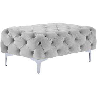 Vente-Unique Vente-unique - Pouf chesterfield en velours gris clair edwina