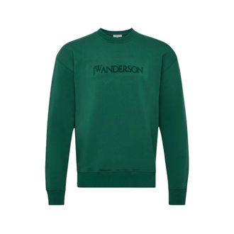 J.W.Anderson Homme, Sweatshirts et sweats à capuche, Vert, Taille: S SweaT-shirt vert avec broderie logo Minimalismo