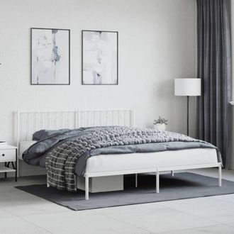 vidaXL Vidaxl - Cadre de lit m&eacute;tal sans matelas et t&ecirc;te de lit blanc 183x213 cm