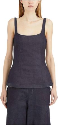 Marni Femme, Tops, Bleu, Taille: 36 FR Fitted Denim Corset Top