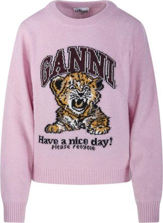 Ganni Femme, Pulls, Rose, Taille: 38 FR Graphic Wool Sweater