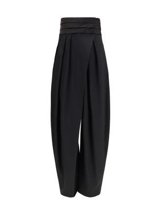 Alaia Rounded Tuxedo Wool Trousers - Black