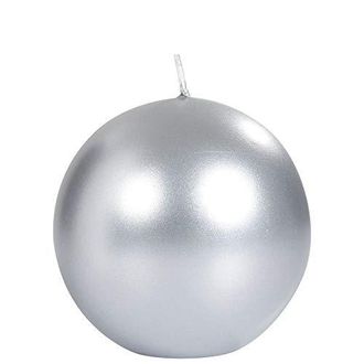 Spaas Metallische Kugelkerzen 80 mm, ± 25 Stunden, ohne Duft - silber
