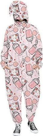 Generic Pyjama Hommes en Polaire, Ensemble De Pyjamas en Polaire Grenouillère Adulte en Pilou Manche Longue Capuche, Ensemble de Pyjama 2024 Chaud en Daim Sim