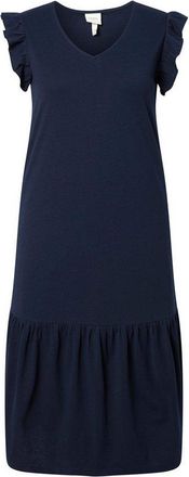 Ulla Popken Midikleid Midikleid &Auml;rmelr&uuml;schen V-Ausschnitt Biobaumwolle