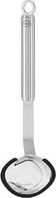 Rösle Cuillère à Sauce, Louche Haut de Gamme avec Bord en Silicone et Manche Rond, Acier Inoxydable 18/10, Passe au Lave-Vaisselle, Argenté/Noir